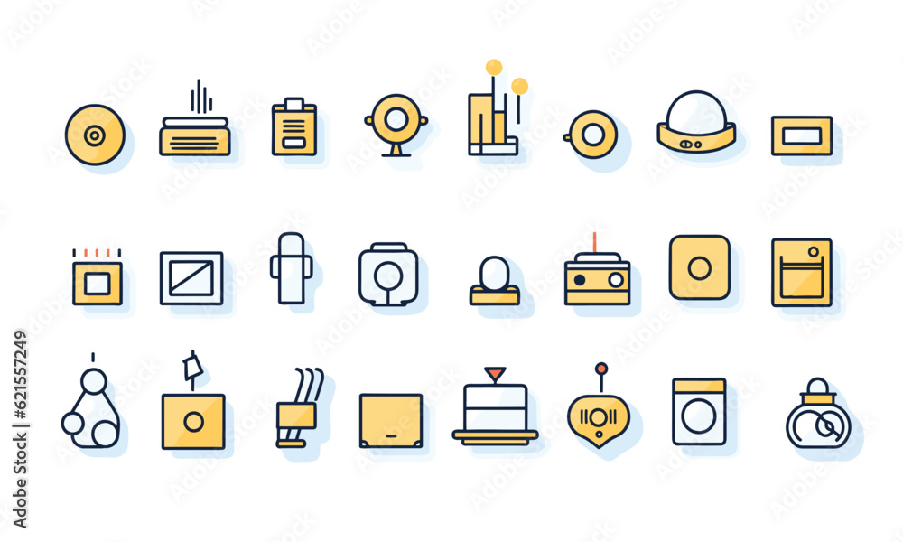 Content line symbols set. Set of video and audio line icons. Collection ...