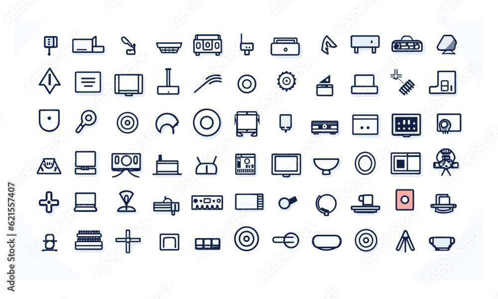 Content line symbols set. Set of video and audio line icons. Collection ...