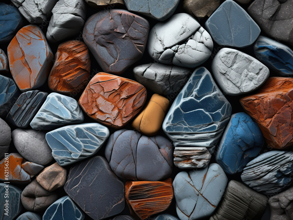 Collection of rocks in different colors in the style of structures ...