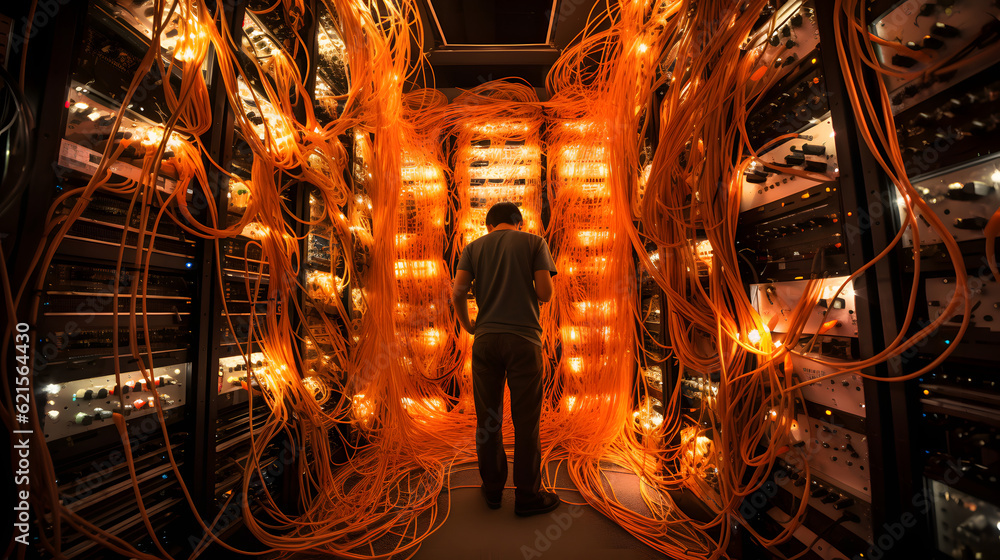 server room, cables, troubleshooting, IT, network, technology, data ...