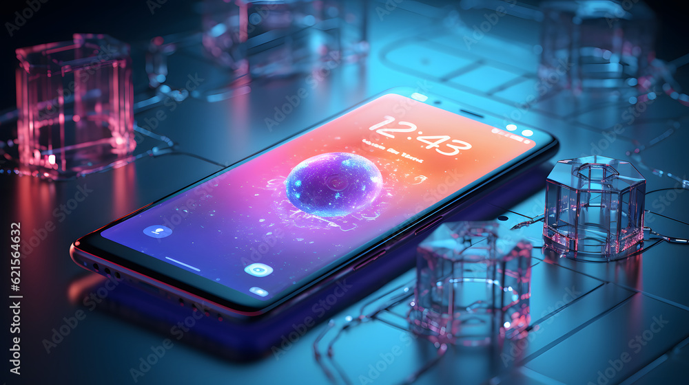 Phone, Table, Holographic elements, Technology, Futuristic, Modern ...