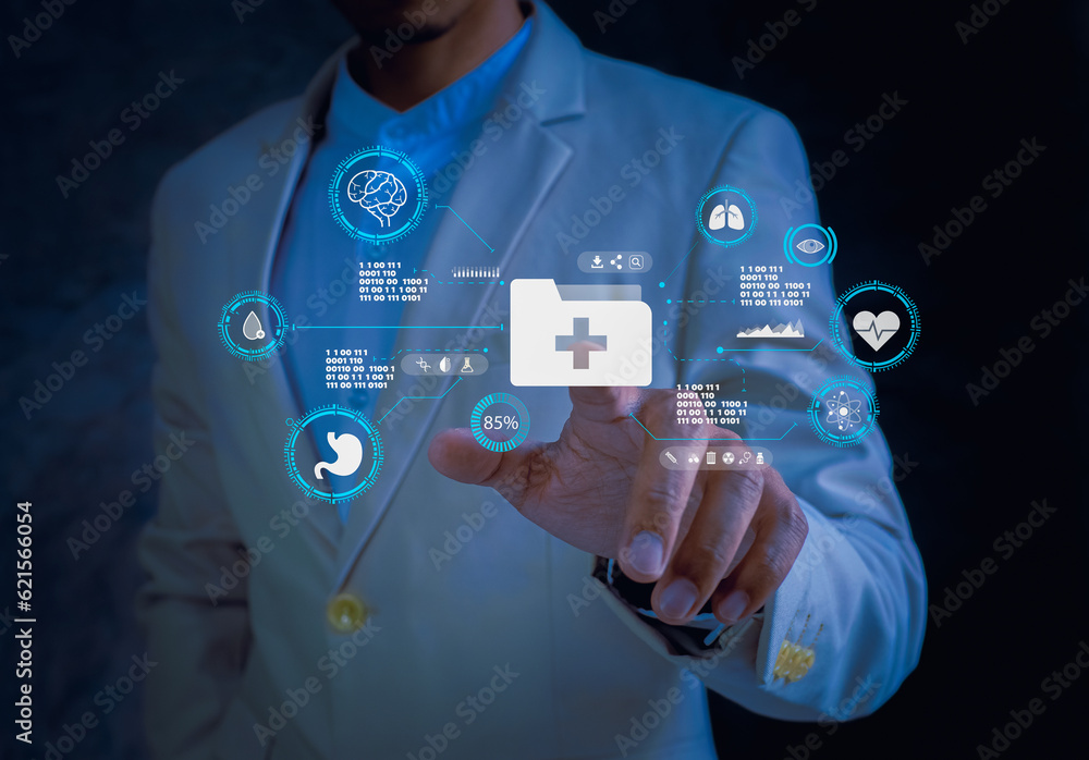 Digital Health Dashboard Monitoring Vital Signs.IoT Medical Devices ...