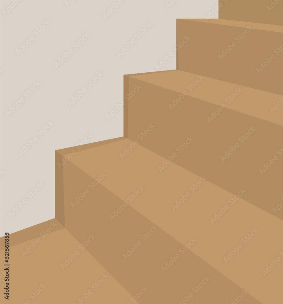 Vector flat image. Wooden steps. Light walls. Design for backgrounds ...