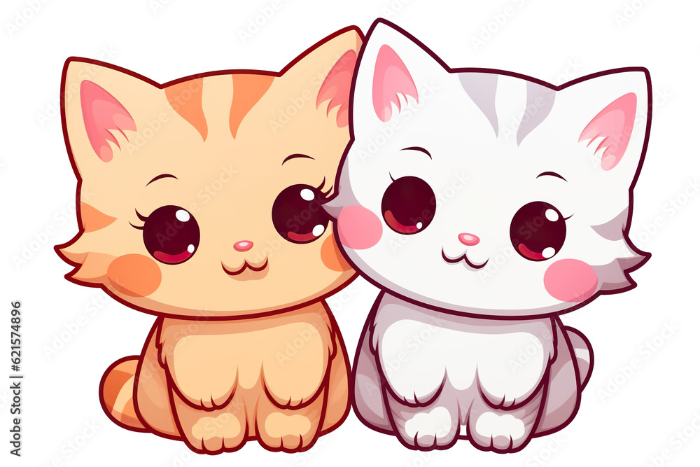 kawaii cute cats, kittens sticker image, in the style of kawaii art ...