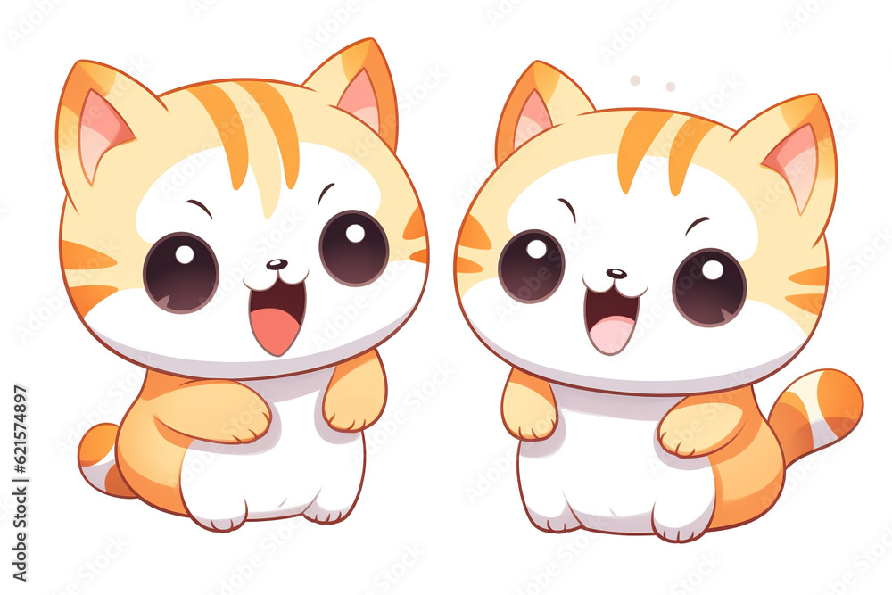 kawaii cute cats, kittens sticker image, in the style of kawaii art ...