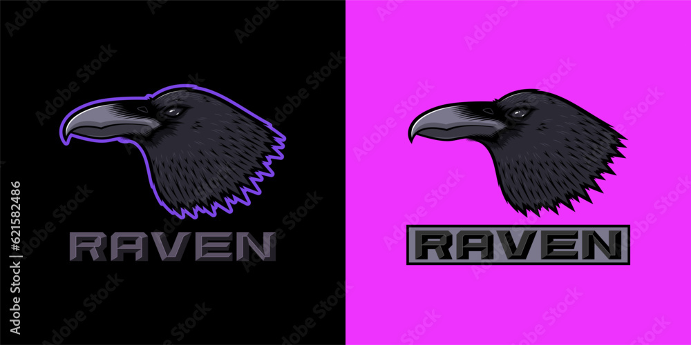 Black raven logo, sport raven mascot, vector illustration. Cartoon ...