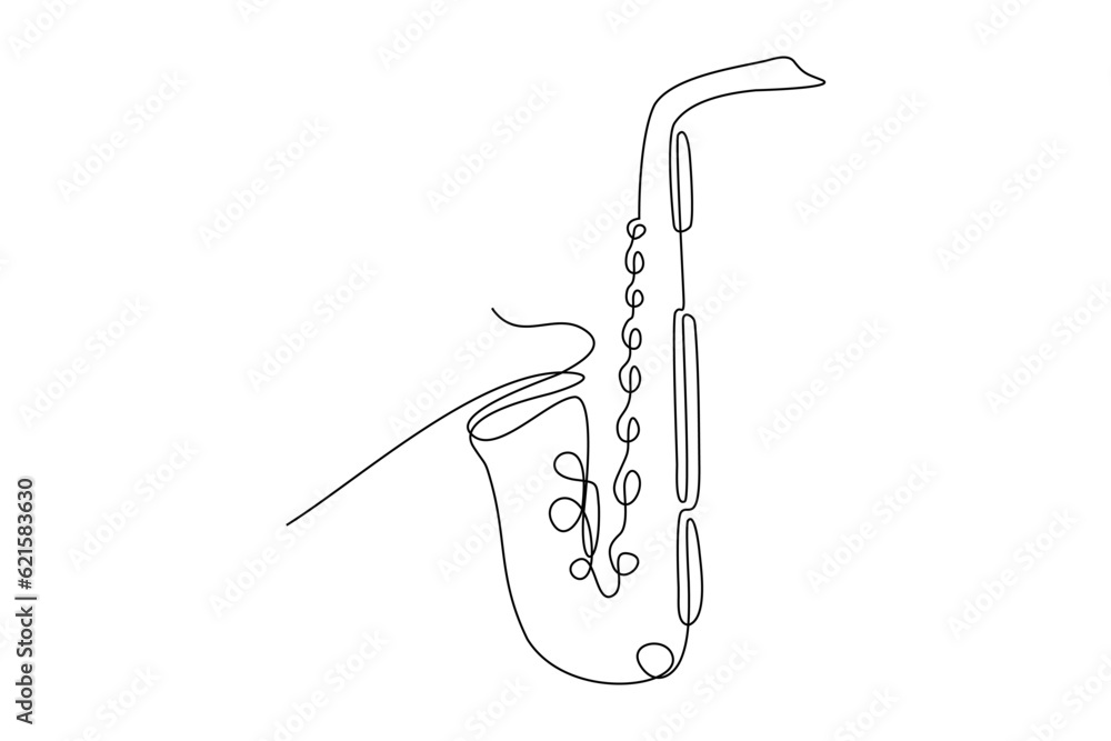 continuous line trumpet vector illustration Stock Vector | Adobe Stock