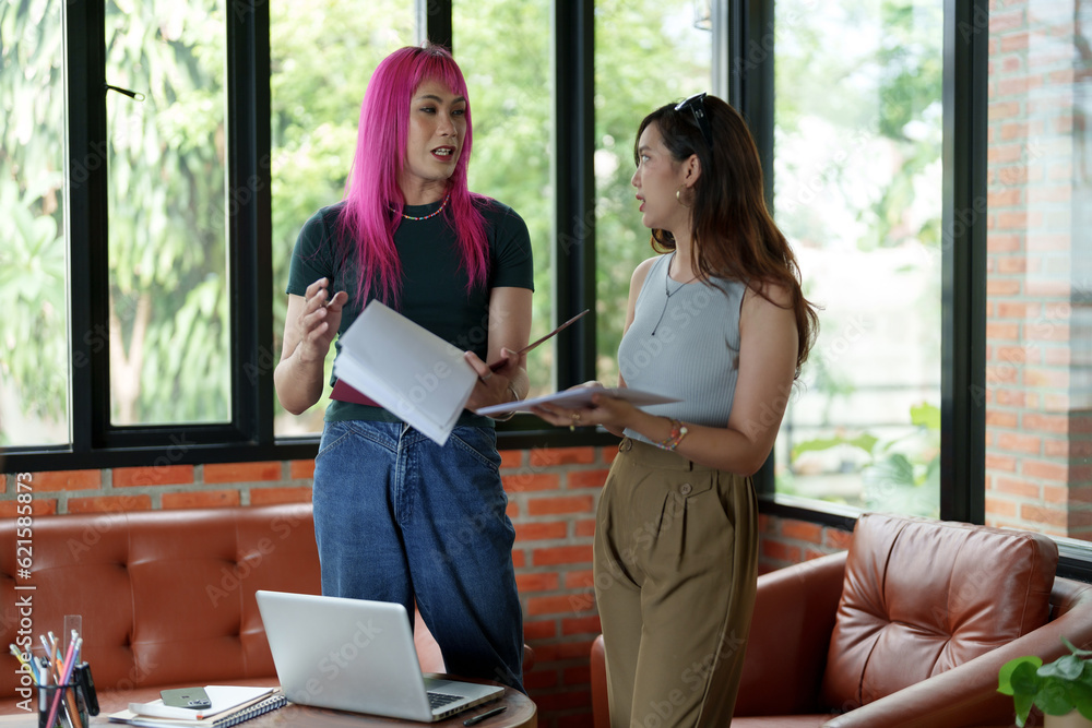 Asian transgender Pink Hair Business People Meeting Design Ideas for ...