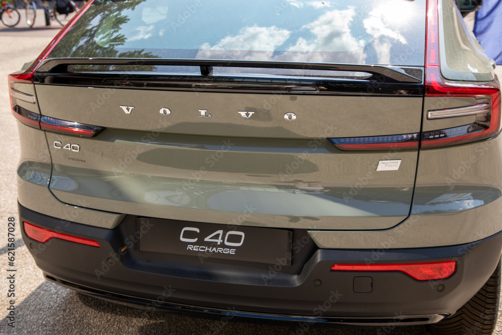 Volvo c40 brand text and logo sign rear EV car modern electric vehicle ...