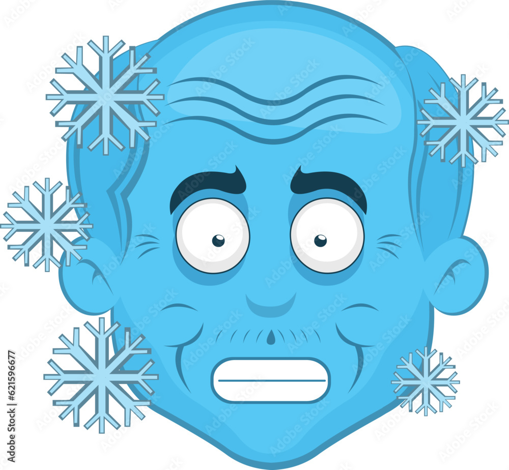 vector illustration face grandfather or old man cartoon, frozen with ...