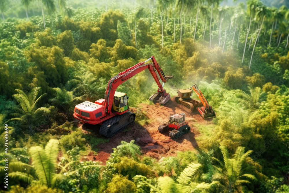 Illegal Logging. Logging equipment exacerbates deforestation and ...