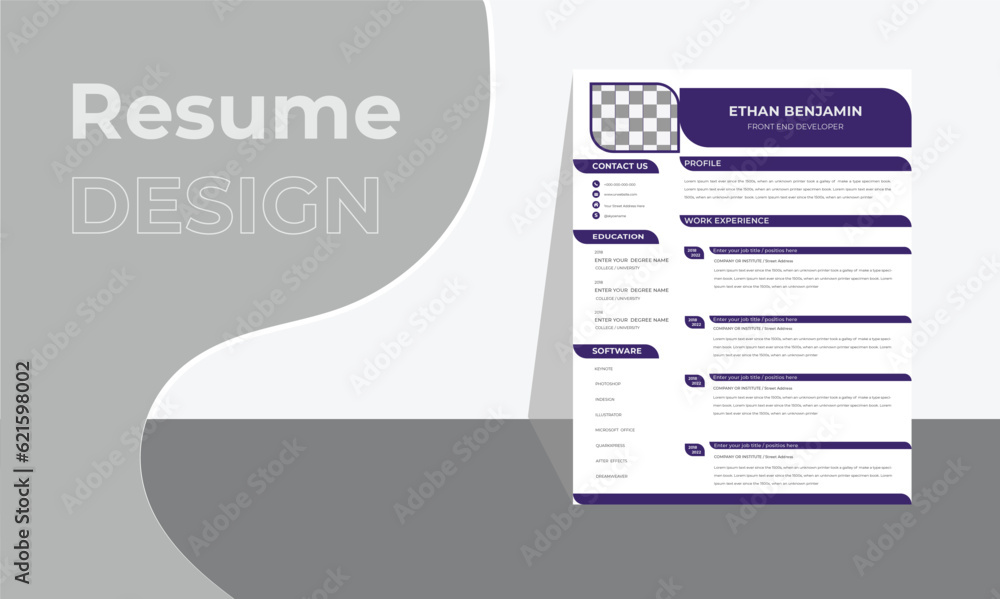 Professional And Creative Vector minimalist cv resume template. Resume ...