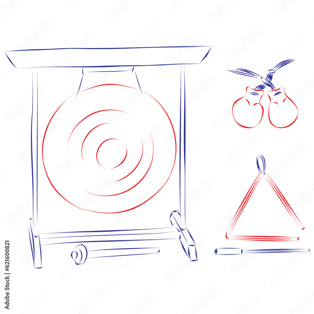 Vecteur Stock Continuous line drawing of a group of percussion ...