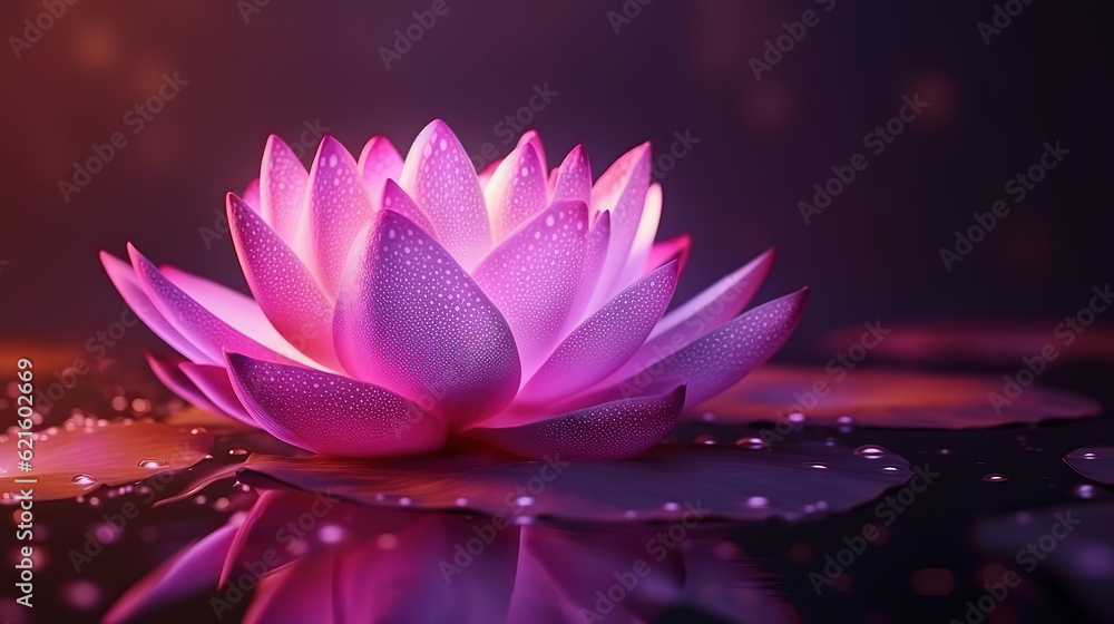 Beautiful light yellow waterlily or lotus flower with green leaf in ...