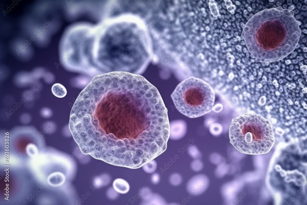 Bacteria cells under a microscope. AI generated, human enhanced Stock ...