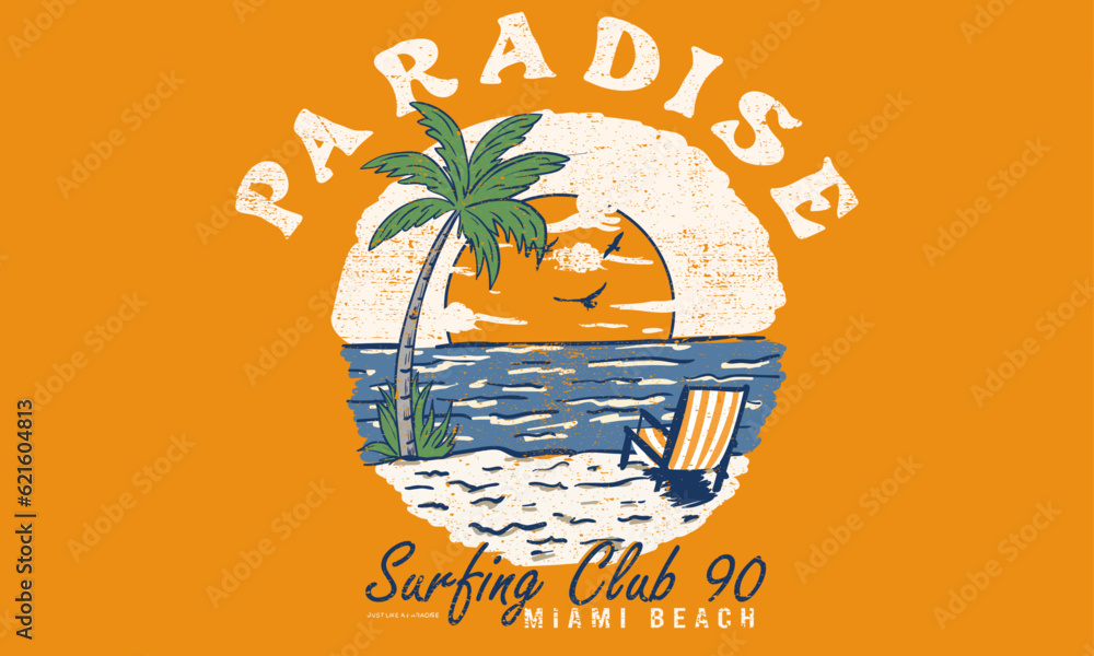 Surf club. Surfing paradise. Good vibes only. Beach print design for ...
