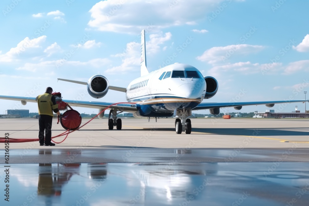 Refueling the jet plane at the airport, Passenger airplane refueling ...