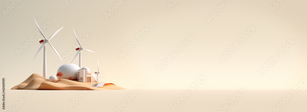 Wind mill, wind turbine. Renewable wind energy. Green alternative ...