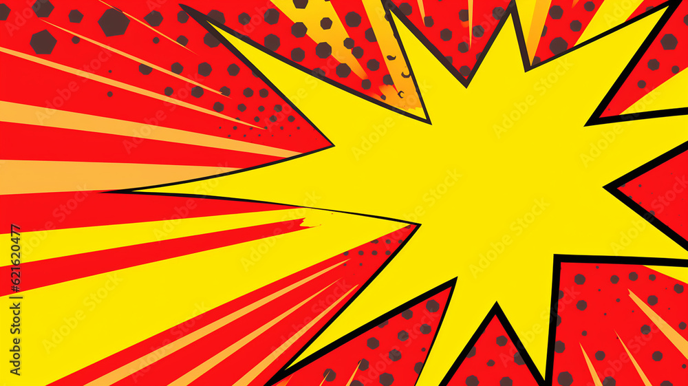 atomic flash explosion wallpaper in red yellow pop art retro style ...