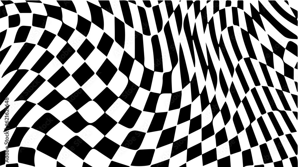 Black and white chess wave pattern. Checker board swirl background ...