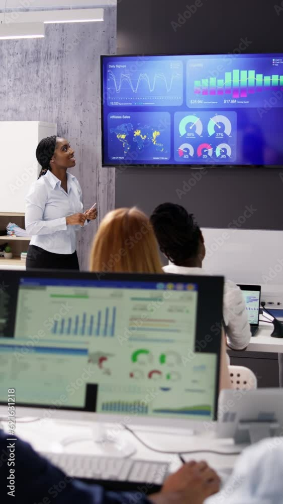 Business Presentation On TV In Corporate Training Room Stock Video ...
