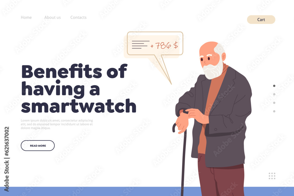 Benefits of having smartwatch concept for landing page design template ...