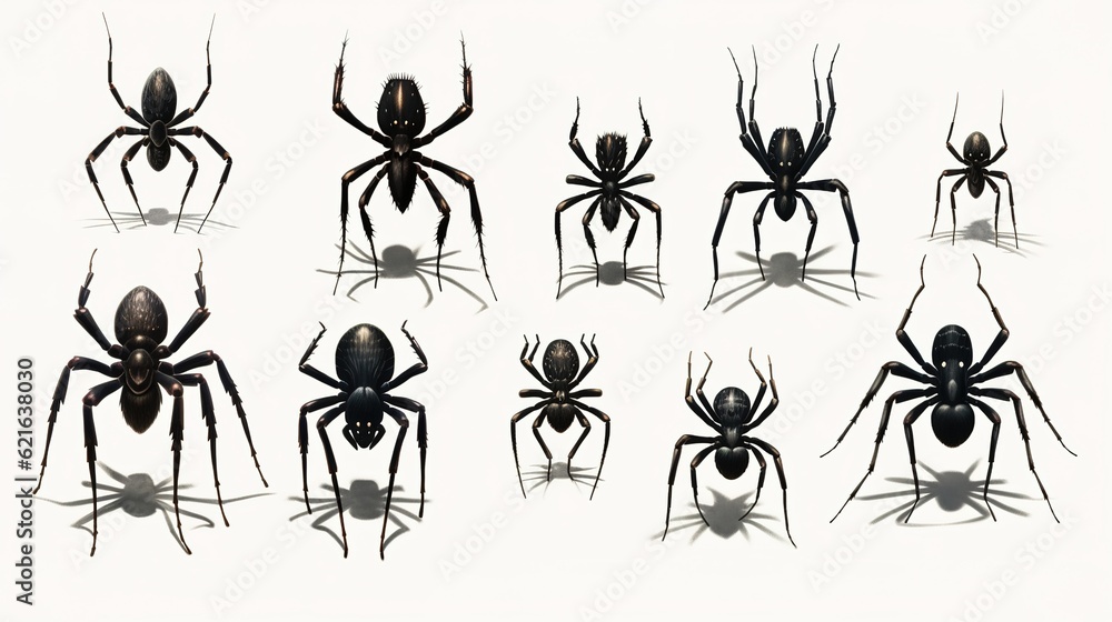 Different types of spiders, different sizes and shapes. Generative AI ...