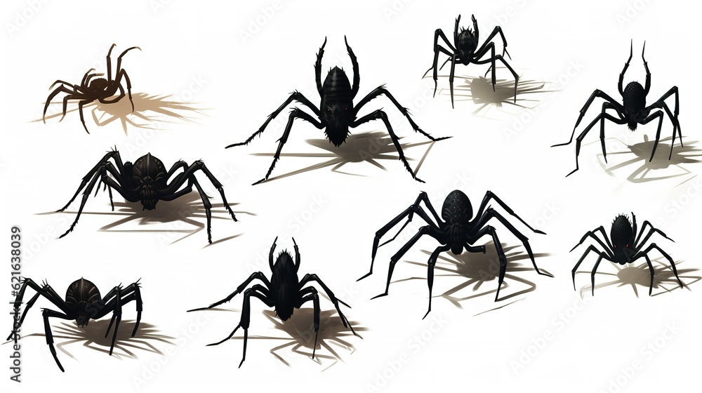 Different types of spiders, different sizes and shapes. Generative AI ...