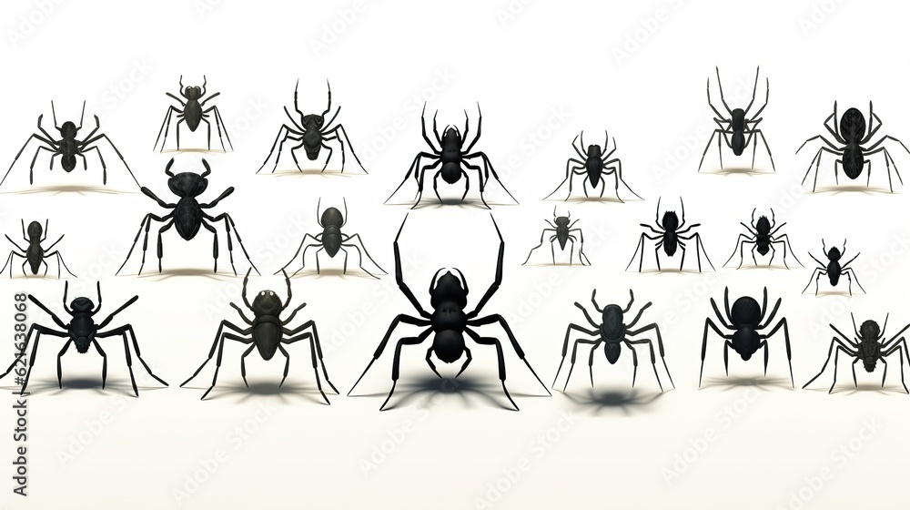 Different types of spiders, different sizes and shapes. Generative AI ...