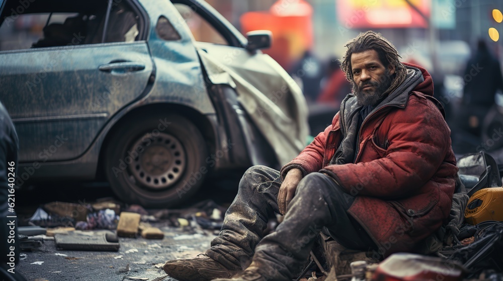 homeless person in the street ai generated Stock Illustration | Adobe Stock