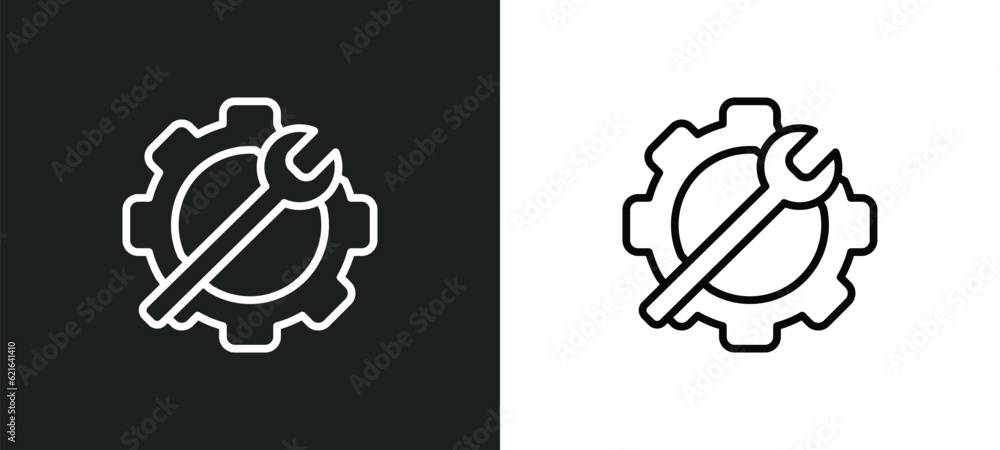 tools outline icon in white and black colors. tools flat vector icon ...