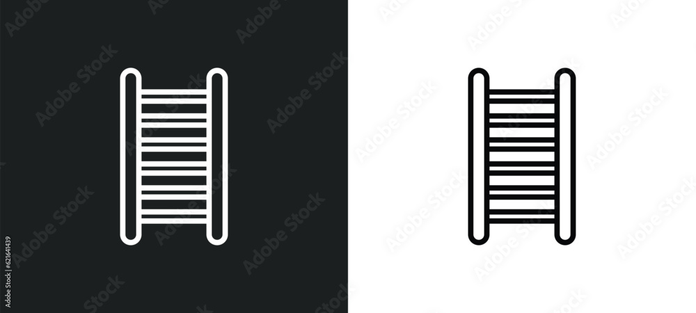 ladder outline icon in white and black colors. ladder flat vector icon ...