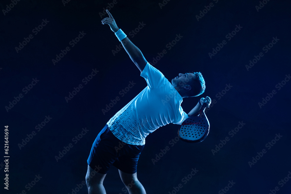 Padel tennis player. Padel open tour. Man athlete with paddle tenis ...