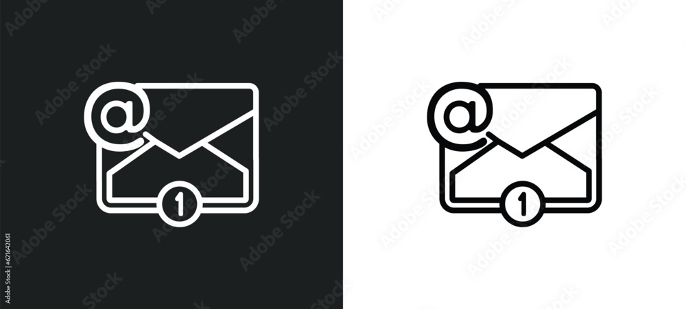 emails outline icon in white and black colors. emails flat vector icon ...