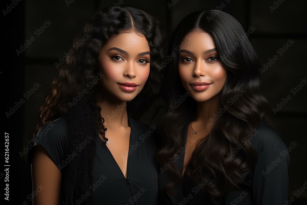Gorgeous black female models for black straight hair extensions company ...