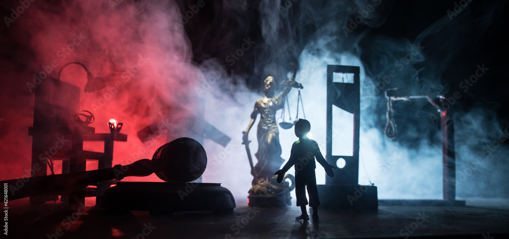 Execution concept. Death penalty electric chair miniature in selective ...