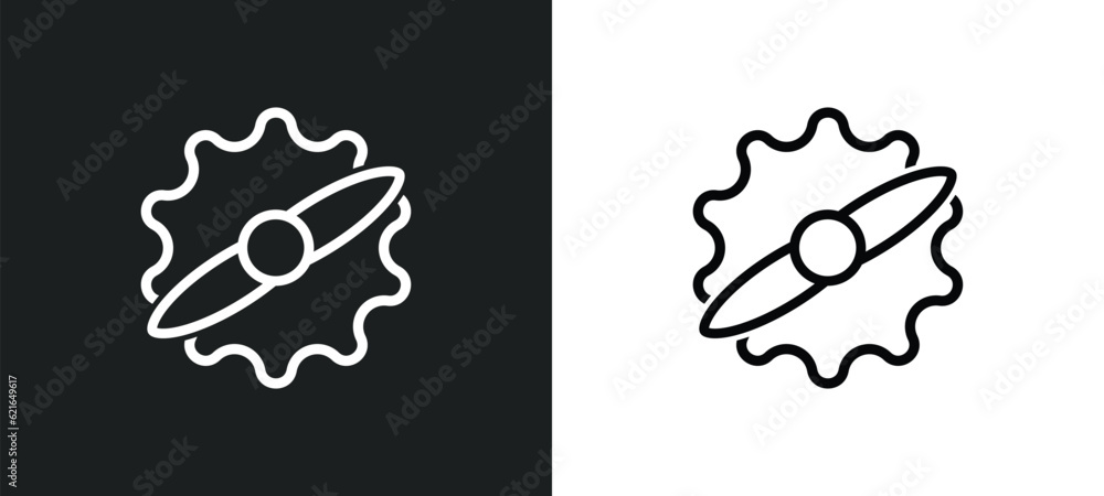 gamma ray outline icon in white and black colors. gamma ray flat vector ...