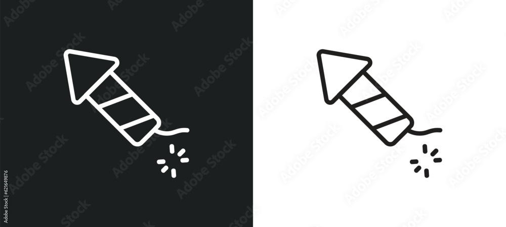 firecrackers outline icon in white and black colors. firecrackers flat vector icon from asian ...