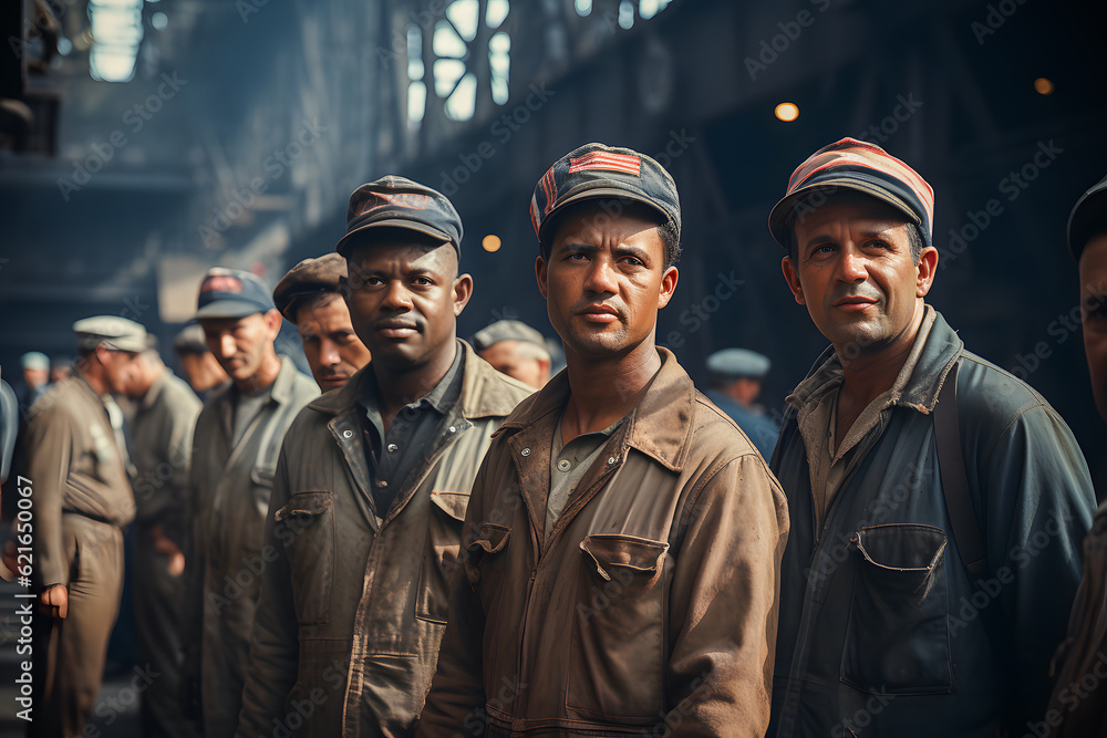 Fiction group portraits of working man and woman , different ...