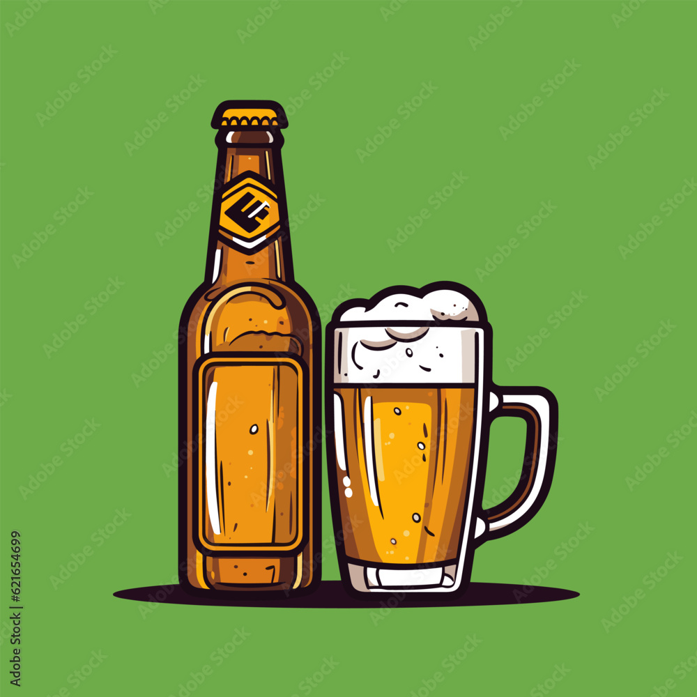 Beer hand-drawn comic illustration. Beer. Vector doodle style cartoon ...
