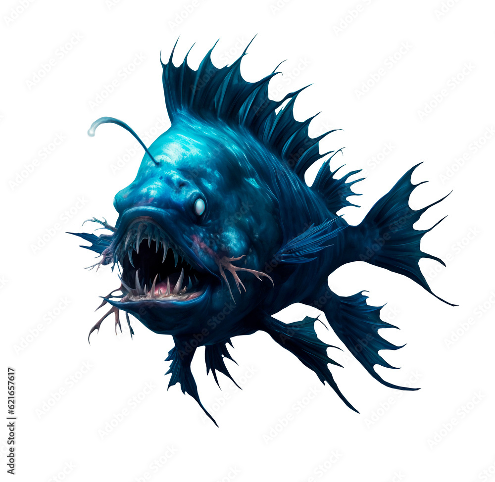 Angler fish on a white background isolate. realistic illustration art ...