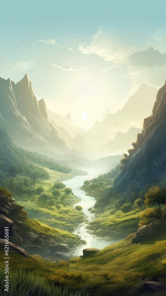 Green valley background illustration image, graphic recourse, backdrop ...