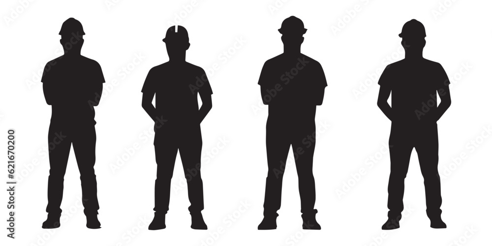 Silhouette Contractor site worker vector illustration Stock Vector ...