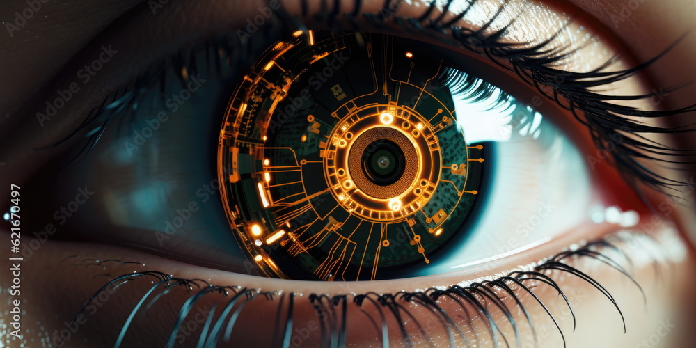 New age of AR / VR vision. AR / VR contact lenses. Digital vision. Hand ...