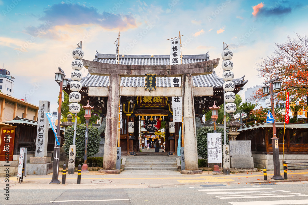 Fukuoka, Japan - Nov 20 2022: Kushida shrine in Hakata ward, founded in ...