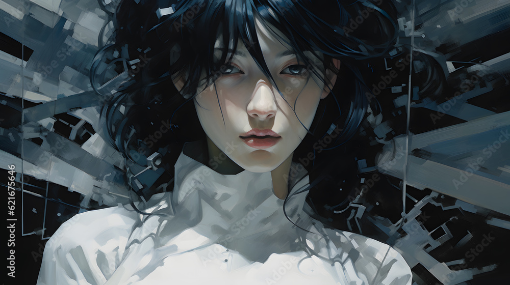 anime girl metal robot cyberpunk Stock Illustration | Adobe Stock