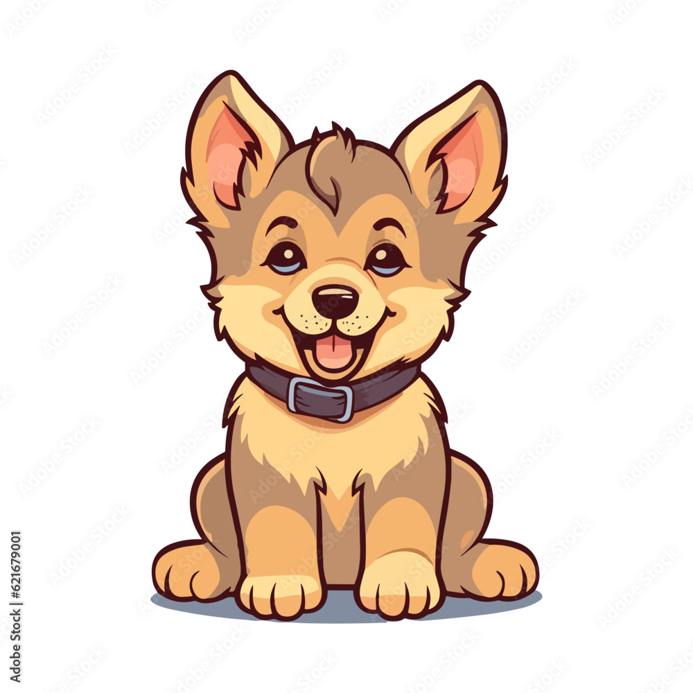 Cute German Shepherd Puppy Cartoon Character: Perfect for Children's ...