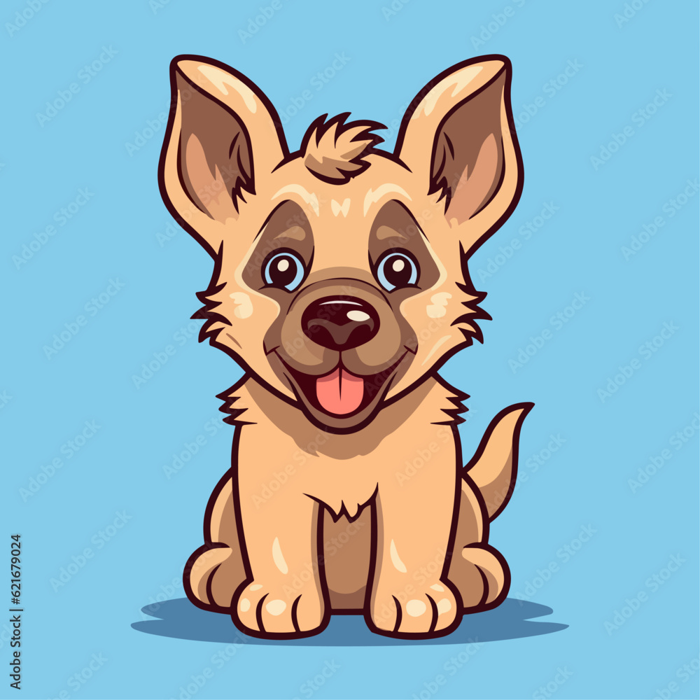 Cute German Shepherd Puppy Cartoon Character: Perfect for Children's ...