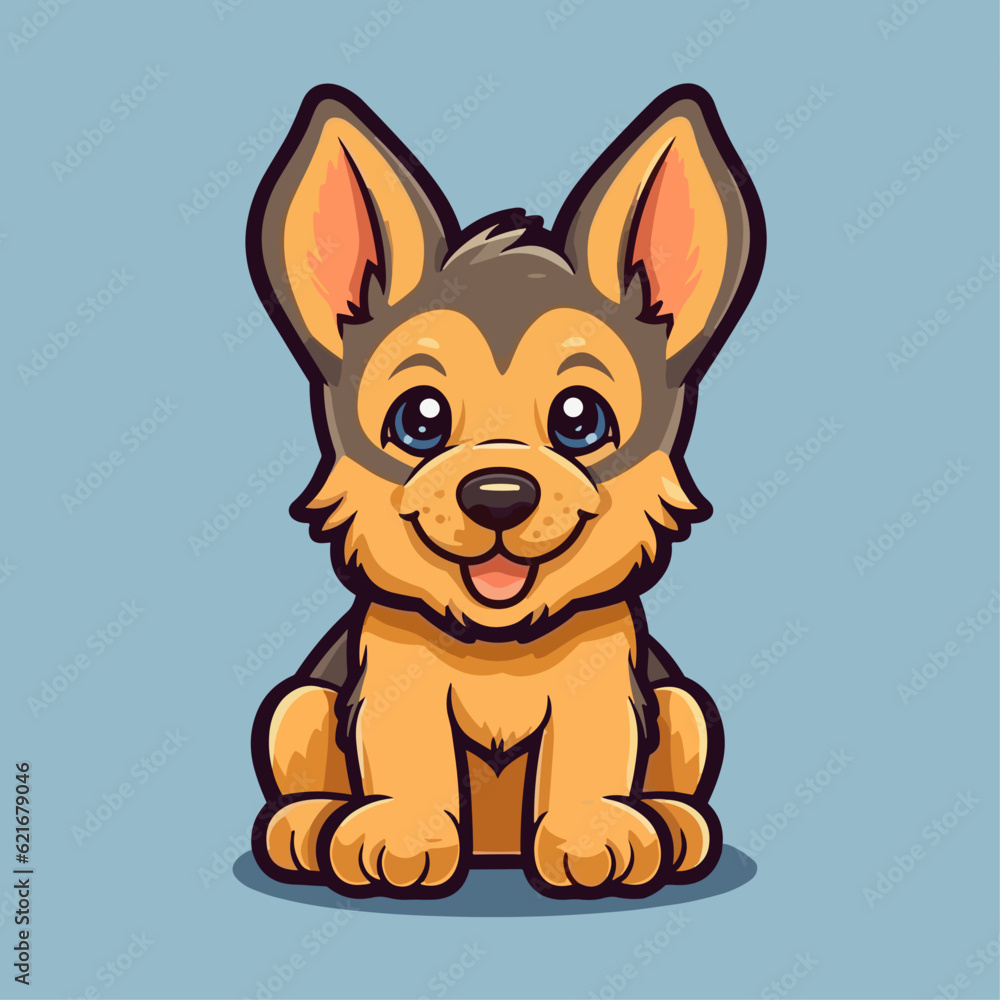 Cute German Shepherd Puppy Cartoon Character: Perfect for Children's ...