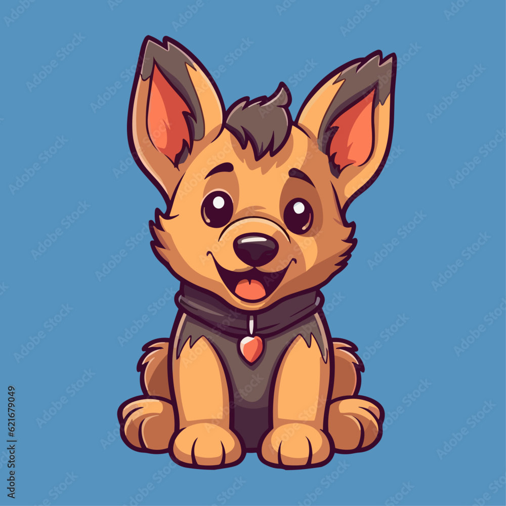 Cute German Shepherd Puppy Cartoon Character: Perfect for Children's ...